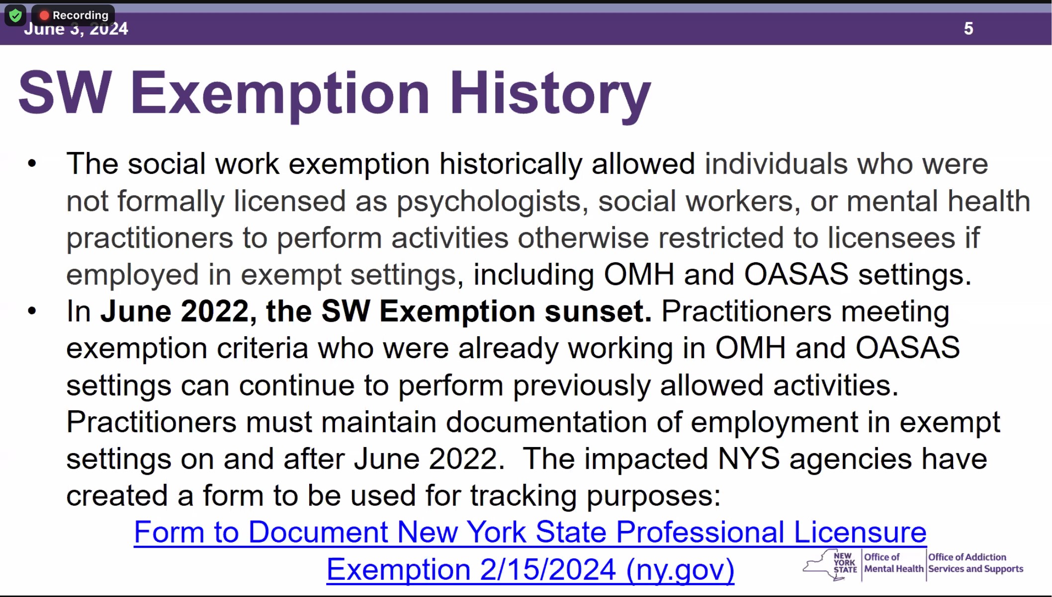 Slides from 6/3/24 OMH/OASAS Scope of Practice Webinar – NYS Council ...