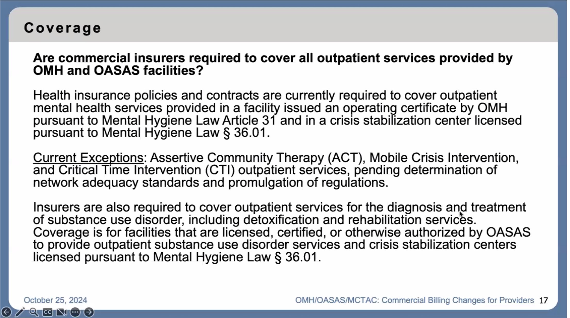OMH/OASAS/MCTAC Webinar on Commercial Rate Mandate – NYS Council for ...